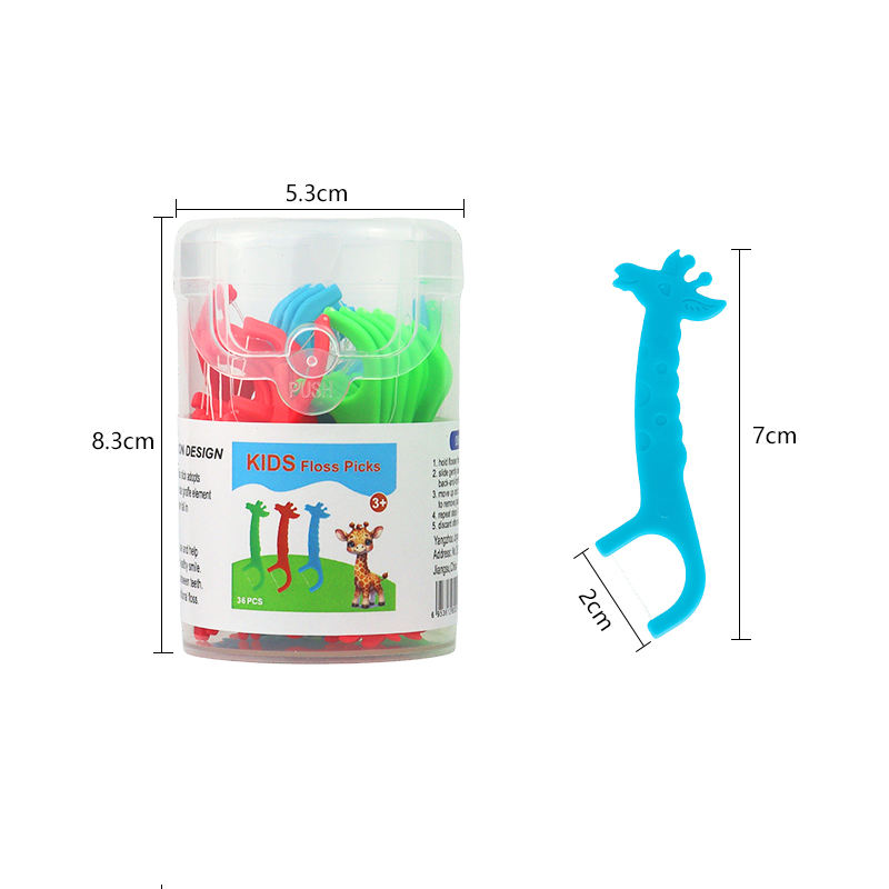 Cute Giraffe Handle Kids Floss Picks 36 Count with Bubble Gum Flavor ...