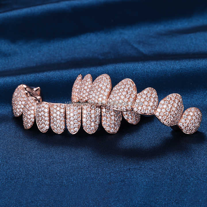 Factory Custom S925 Silver 10K 14K 18K Solid Rose Gold Grillz Teeth ...