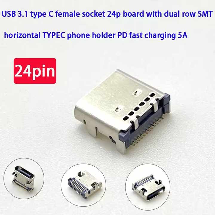 USB Type C Socket Soldering Connectors 16pin 24 Pin SMT PCB DIY Repair ...