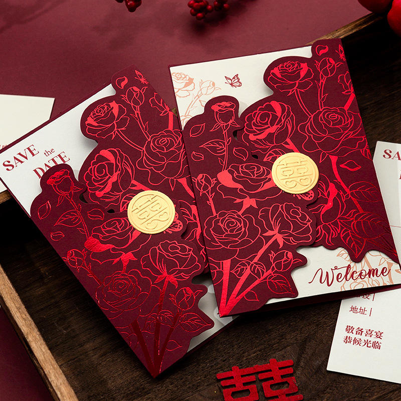 Wedding Invitation Specialty Paper Wine Red High-End Light Luxury ...