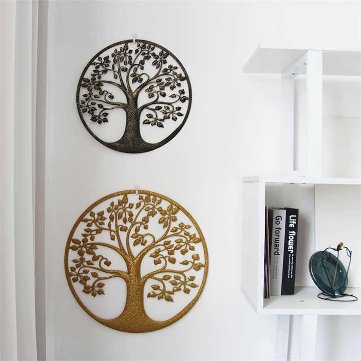 Golden Black Wall Art Metal Tree Decor Wall Hanging Home Decoration ...