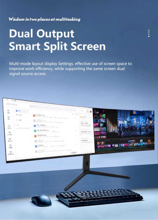2024 High Resolution 5K Monitor - 49 Inch Gaming PC Display