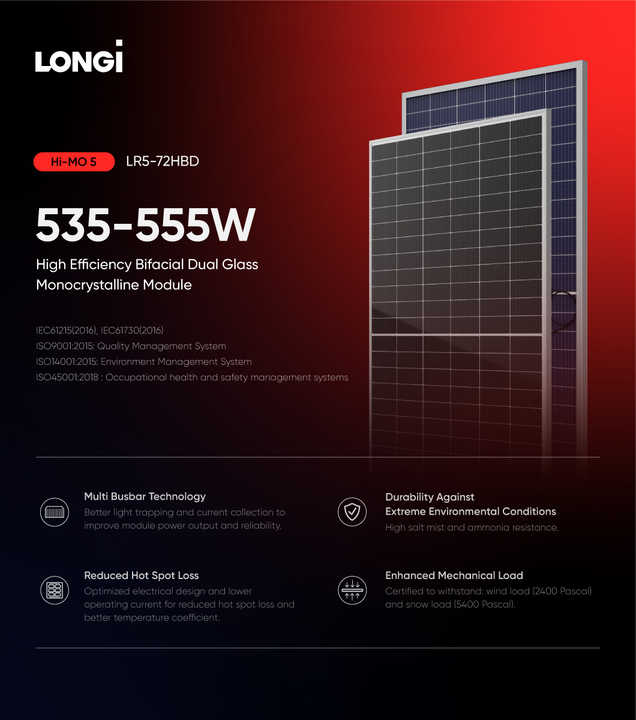 Longi Solar Panels N-type 535 Watts 540 Watts 550w Hot Solar Panel Mono ...