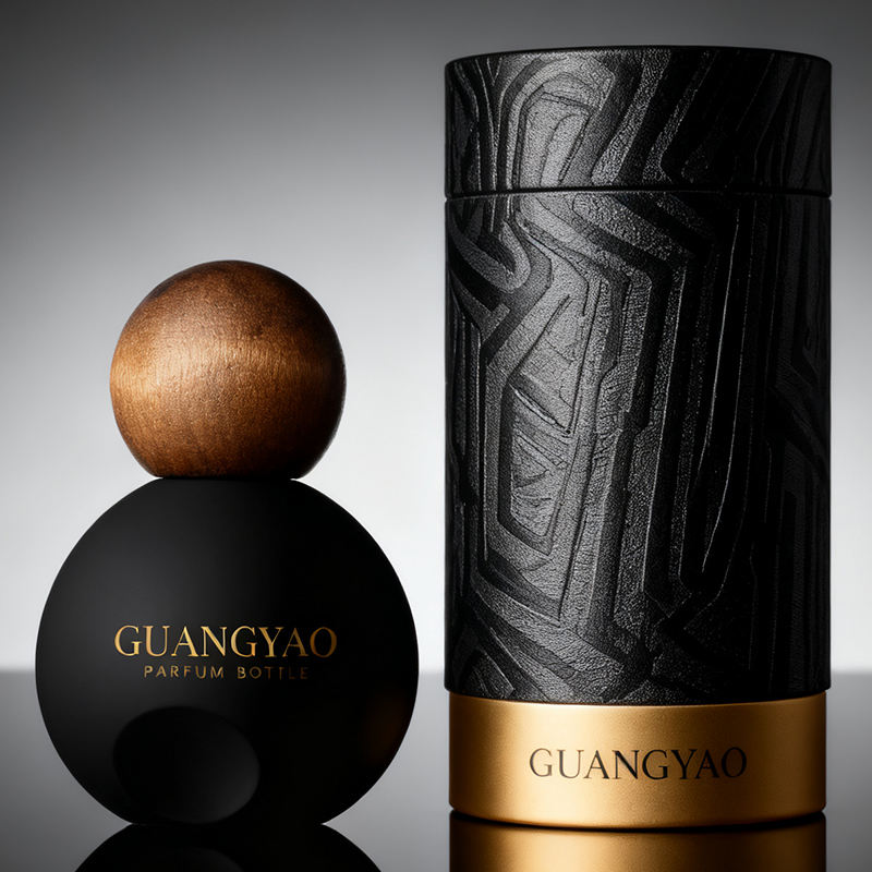 New Arrival 50ml Matte Frosted Black Glass Perfume Bottle with Wooden ...