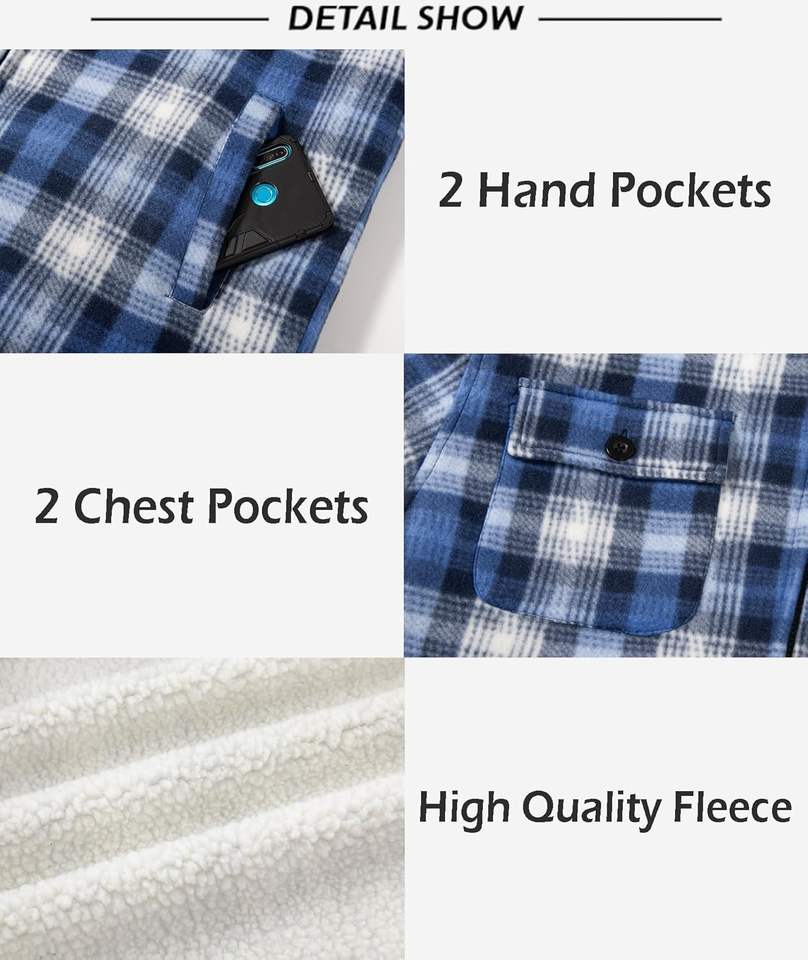 SCODI Men's Bomber Jacket Polyester Yarn Dyed Flannel Fleece Discharge ...