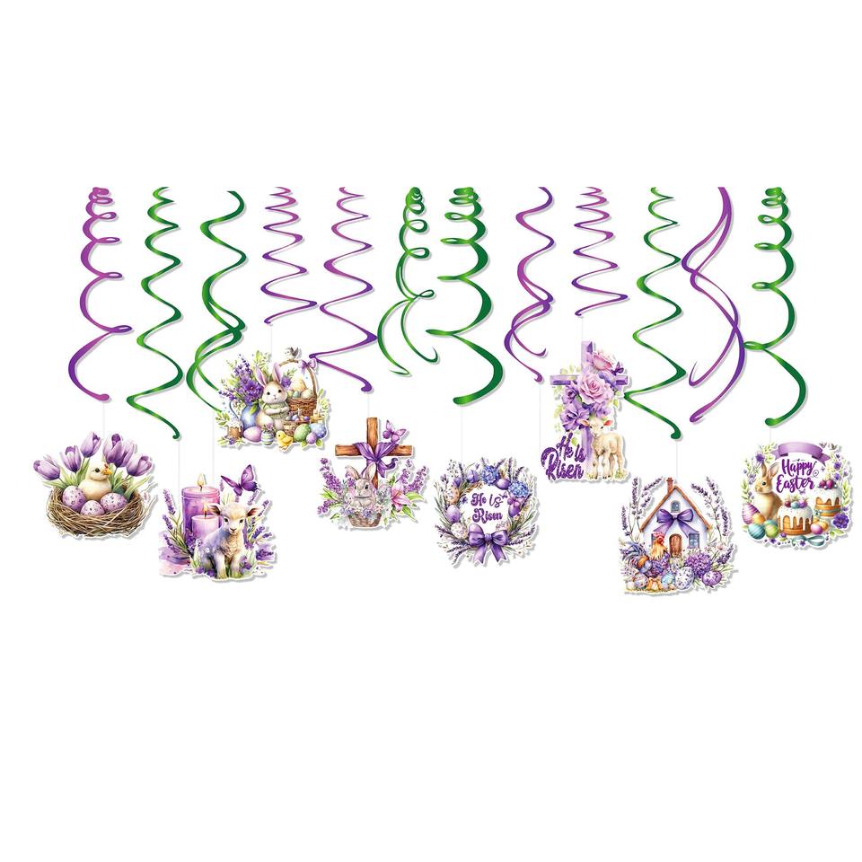 Huancai Happy Easter Party Decorations 30PCS Eggs Bunny Hanging Foil ...