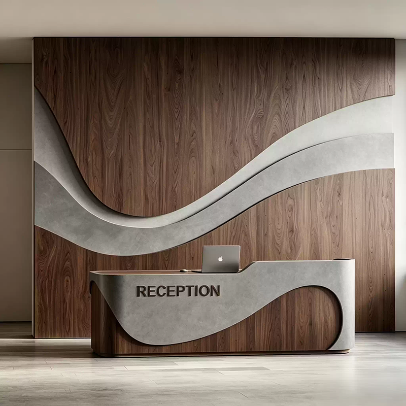 Customized Size and logo Beauty Salon Furniture Wooden Cashier Front ...