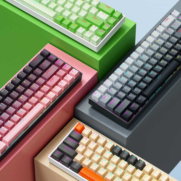 LEAVEN K68 Wireless Mechanical Keyboard RGB Hot-Swappable BT Three-Mode ...