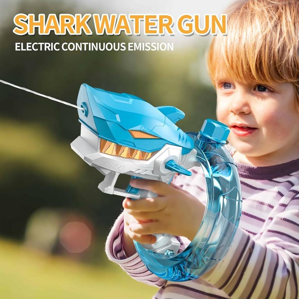 Electric Shark Shape Water Gun Toy Automatic Continuous Fire High ...