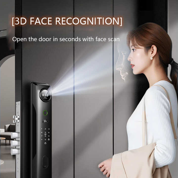 Electronic 3D Face Recognition Automatic Smart Door Lock Fingerprint Tuya Wifi Digital Door Lock ...