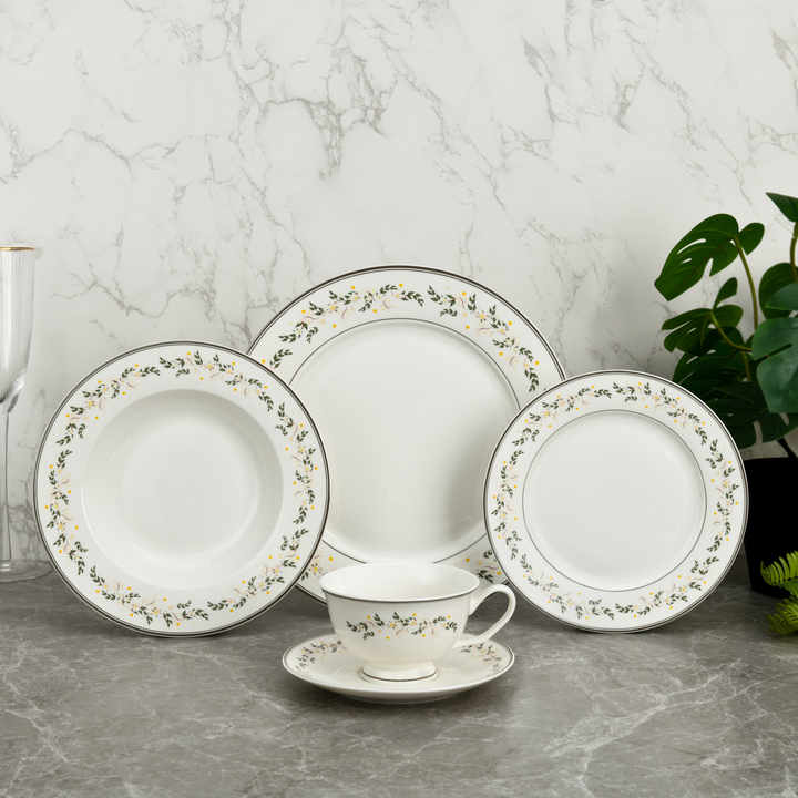 Magnoble 20pcs Modern Luxury Bone China Plate Set Dinnerware Fine ...