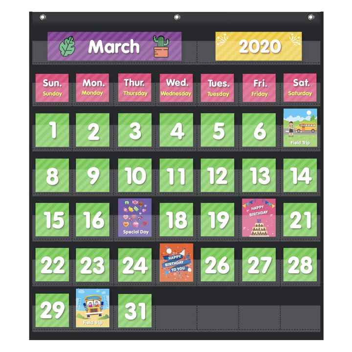 Classroom Monthly Calendar Pocket Chart - Learning Essentials