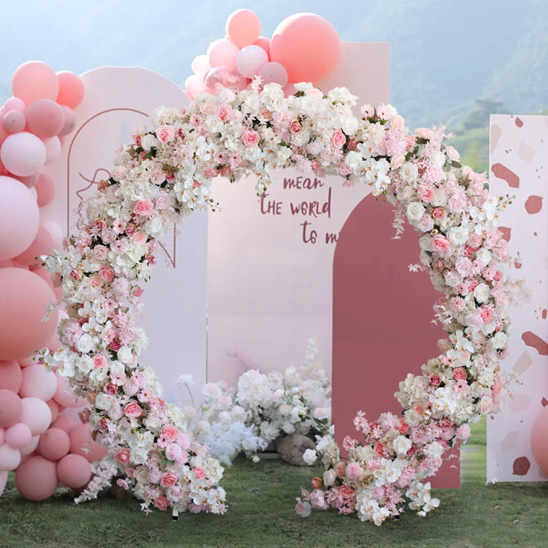 Pink White Artificial Flower Arch Wedding Backdrop Wall Hanging Floral ...