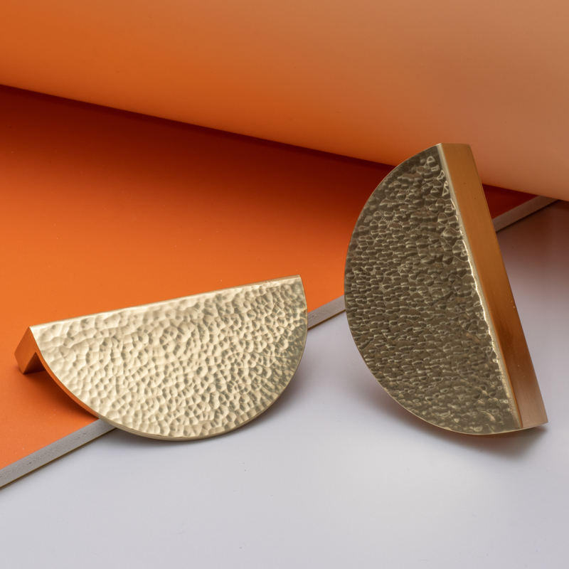 Luxury Solid Brass Semi Half Round Moon Hammered Pulls 3812