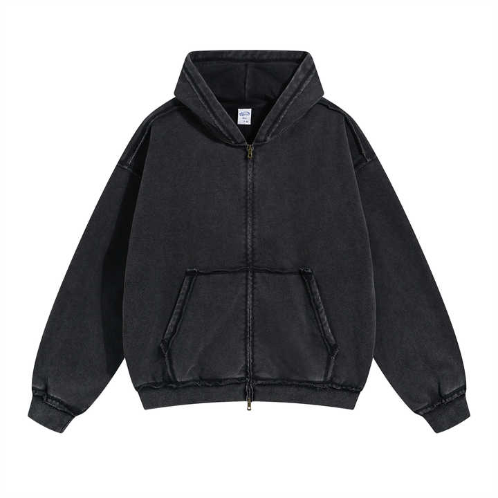 Custom 450 GSM Terry Acid Wash Zip up Hoodies Customized Printed Custom ...