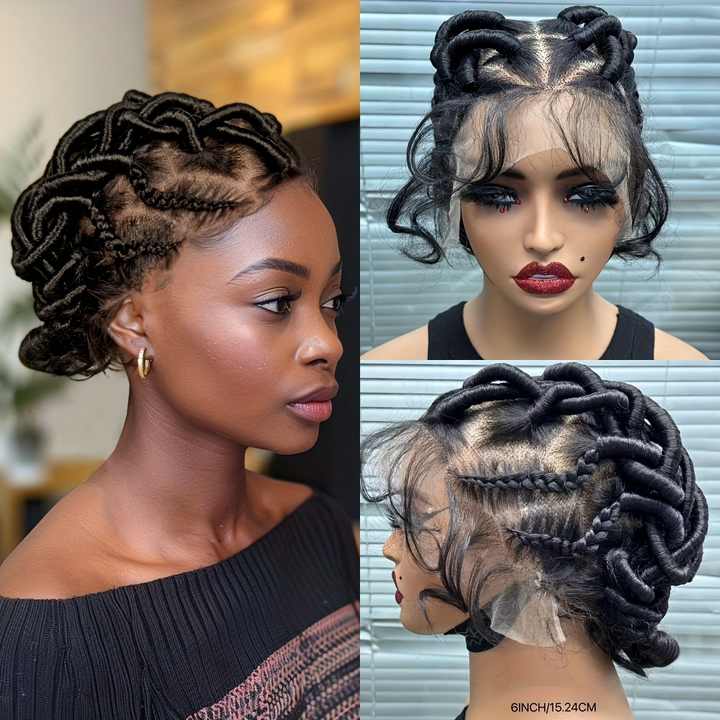 Lace Full Wig with Braided Updo - Perfect for Party Time - Womens High ...