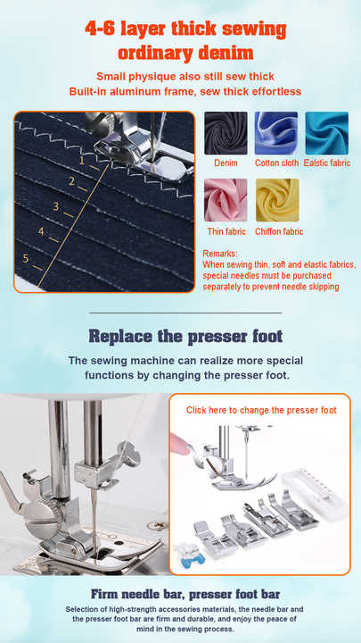 Mini Electric Sewing Machine - 12 Stitches & Walking Foot