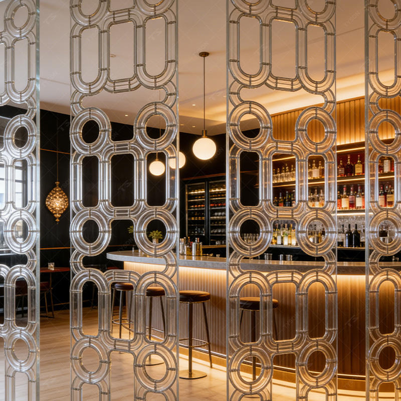 Modern Stainless Steel Frame Crystal Glass Metal Partition Wall Divider ...