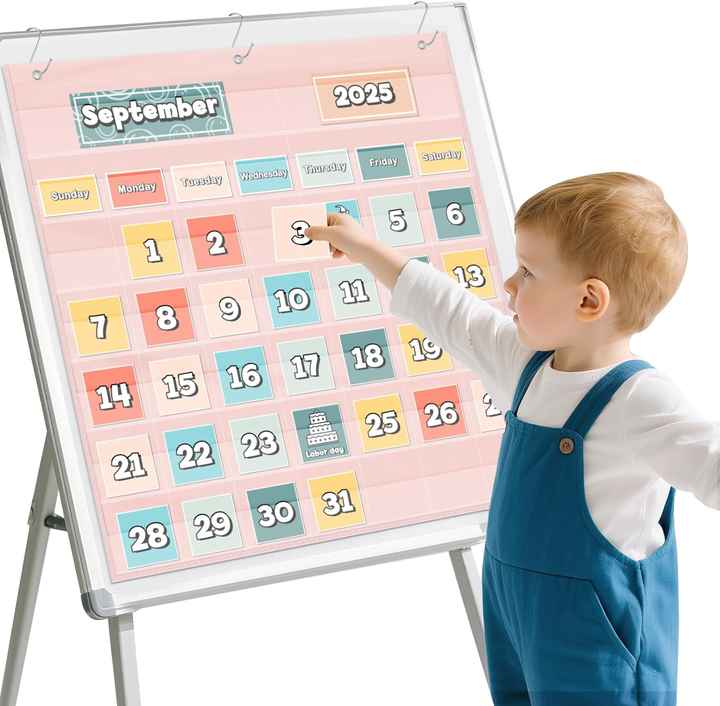 Monthly Calendar Pocket Chart 2.75 Inch Standard Size Wall-Mountable ...