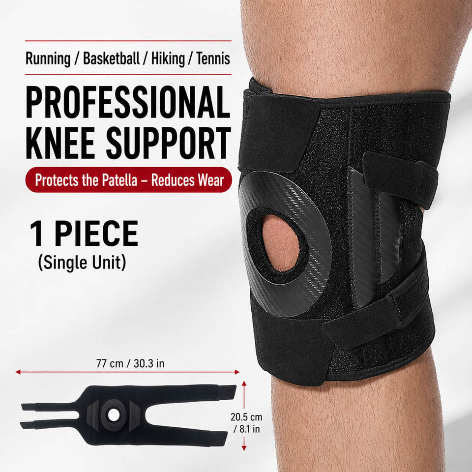 Open Patella Knee Support Brace Adjustable Compression Knee Protector ...