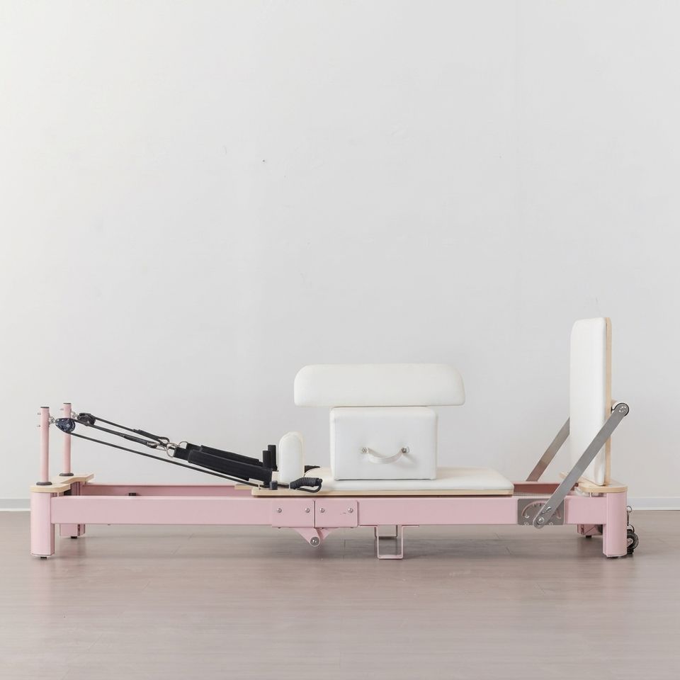 Cute Pink Foldable Pilates Reformer, High-Quality Yoga Studio Equipment ...