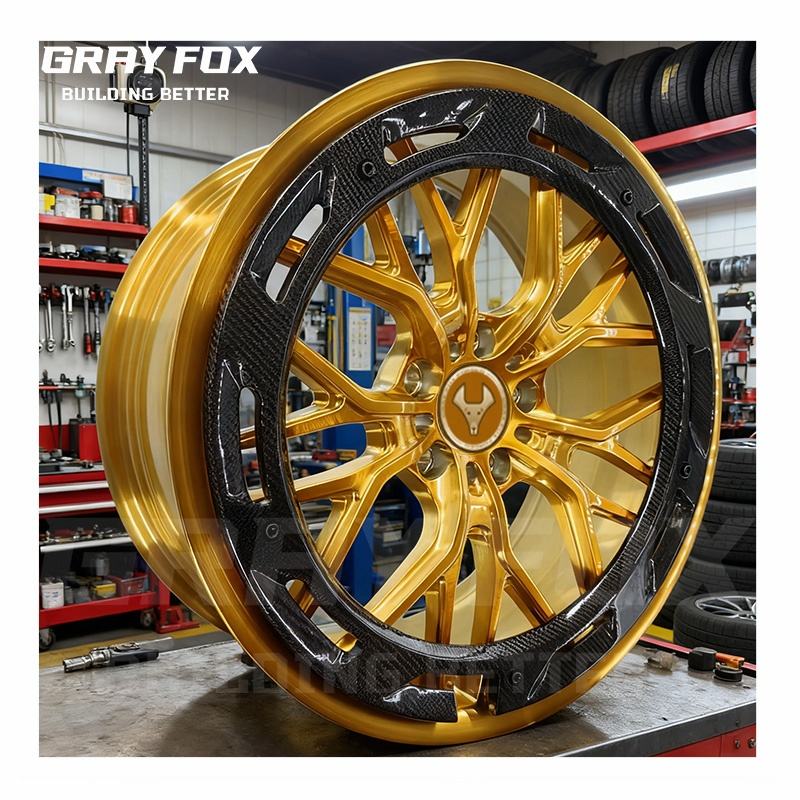 GRAYFOX New Custom Golden Carbon Fiber 17-24 Inch 5x112-120 Alloy ...