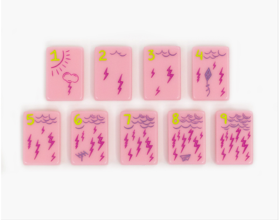 Pink Acrylic Luxury Modern American Mahjong Tiles 160 Pieces with ...