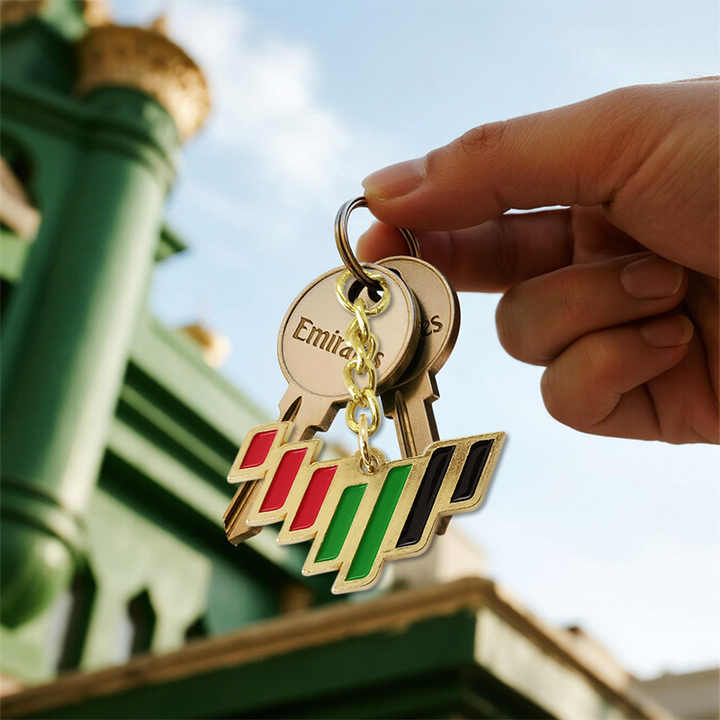 Wholesale I LOVE UAE Souvenir Keychains Arabic National Day Emblem Flag ...