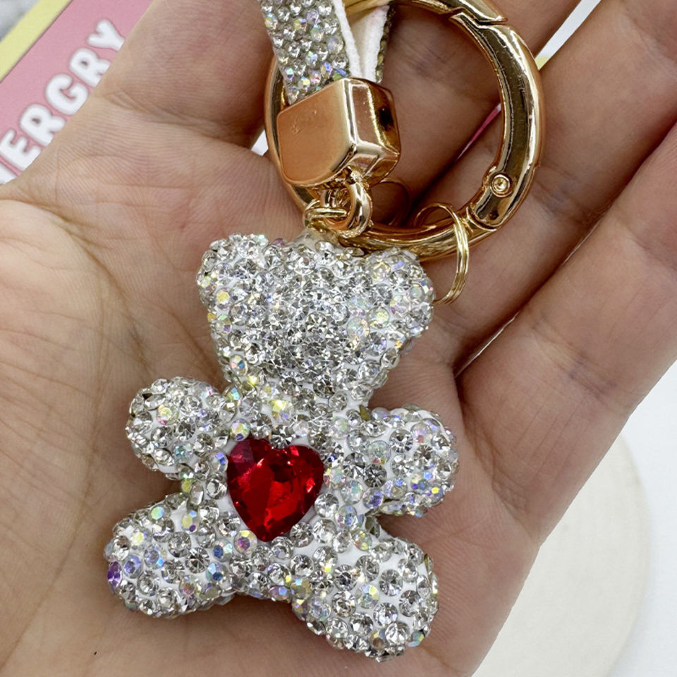 Luxury Bling Bling Rhinestone Cartoon Teddy Bear Keychain Diamond love ...