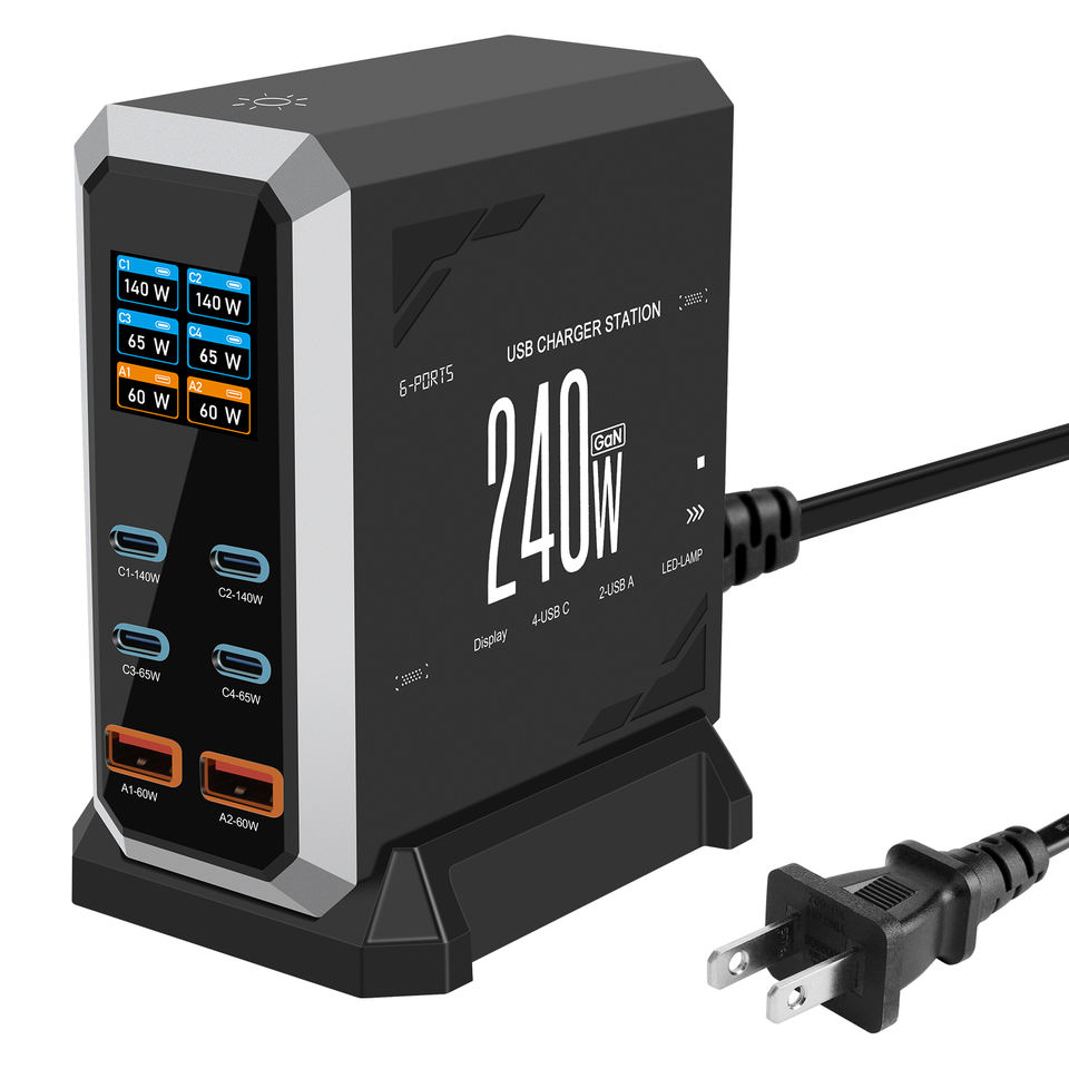 Factory Wholesale 240w 6 Port GAN Charger Digital Display 4C2A Charger ...