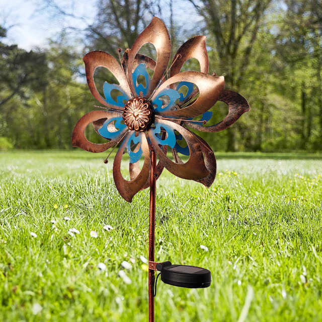 Metal Garden Light - Solar Powered Windmill Glass Ball