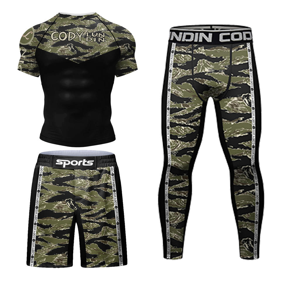Wholesale OEM Surf 3D Printed Compression Shirt Shorts
