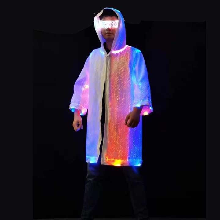 Trench Coat Fiber Optic Cloth Long Sleeve Disco Jacket for Nightclub ...