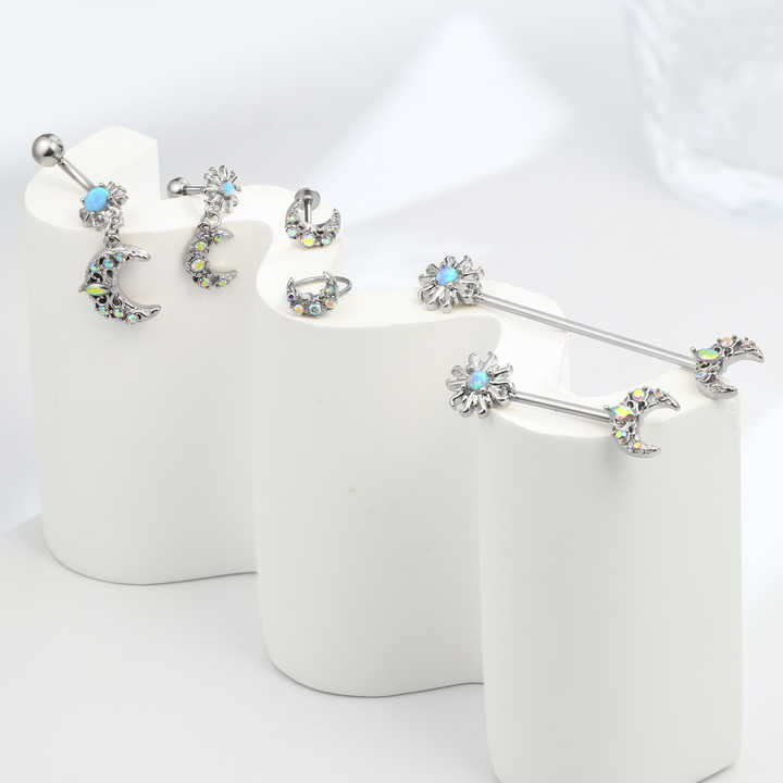 316L Surgical Steel Body Piercing Jewelry Piercing Stories Opal Nipple ...