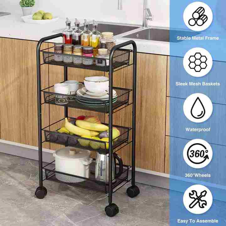 Trolley Food Storage Serving Mobile Holders & Racks Bread Carts With ...