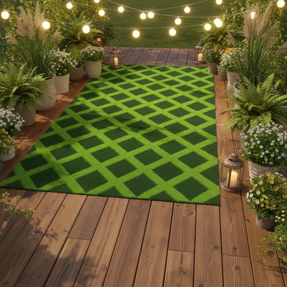 25mm High Density Fire Resistant Artificial Grass with Geometric ...