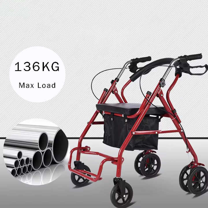 136KG Walking Frame Drive Rolling Walker for Seniors 4-leg Walker Adult ...