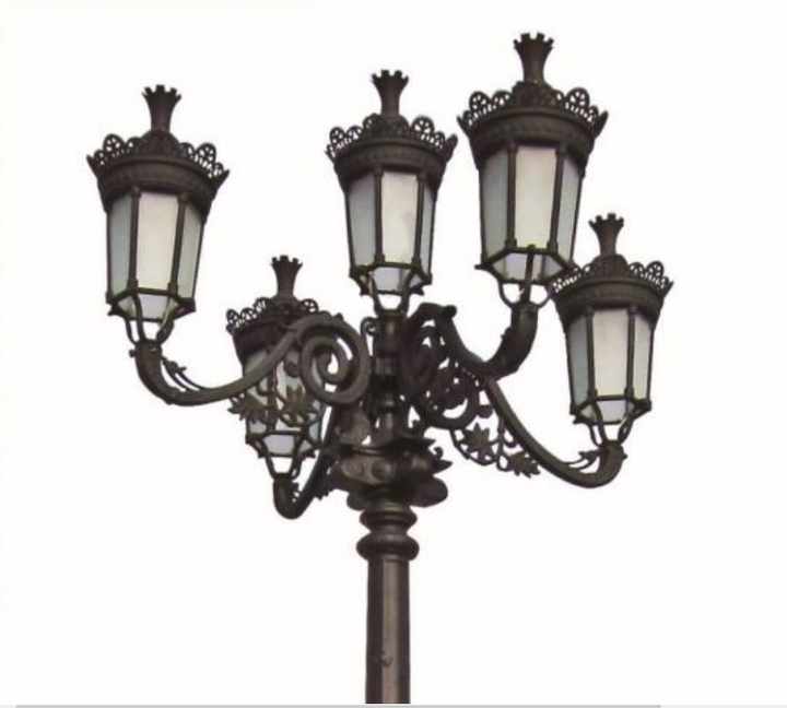 5 Arm Victorian Style Cast Iron Street Lighting Pole