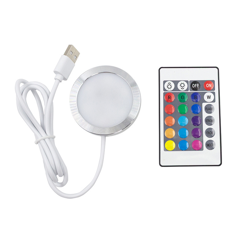 Usb Rechargeable Rgb Remote Control Round Led Cabinet Lighting Ultra ...