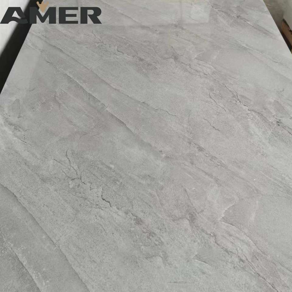 AMER Uv Coated Marble Sheet Pvc Kitchen Cabinets High Gloss Pvc Uv ...