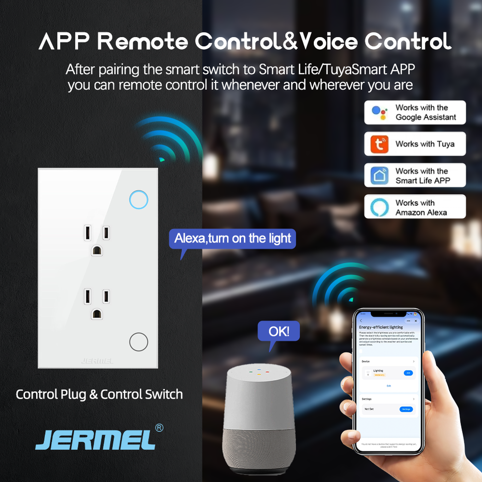 2 Flat Plugs 2 Switches Smart Home Tuya Plug Smart Life App Control ...