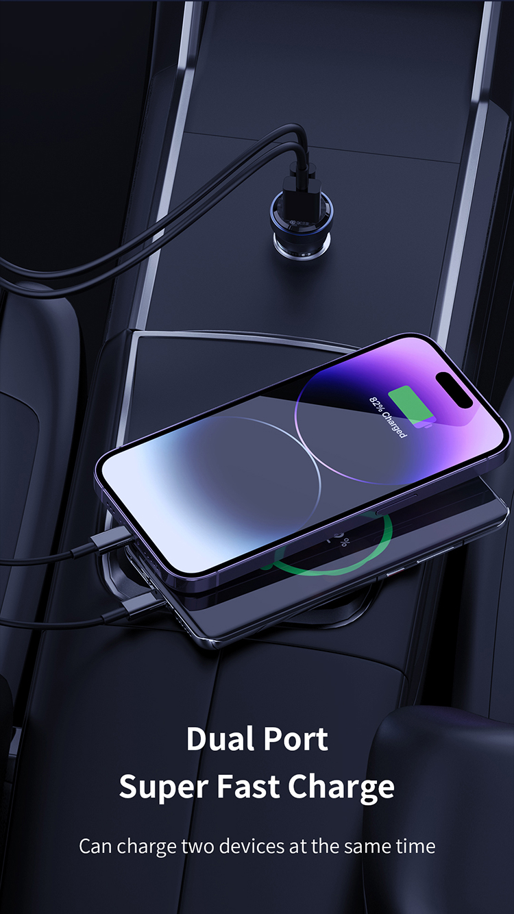 Recci 33W Dual Ports Car Charger Transparent Design RCC-N17 - Best Price | Fast Delivery