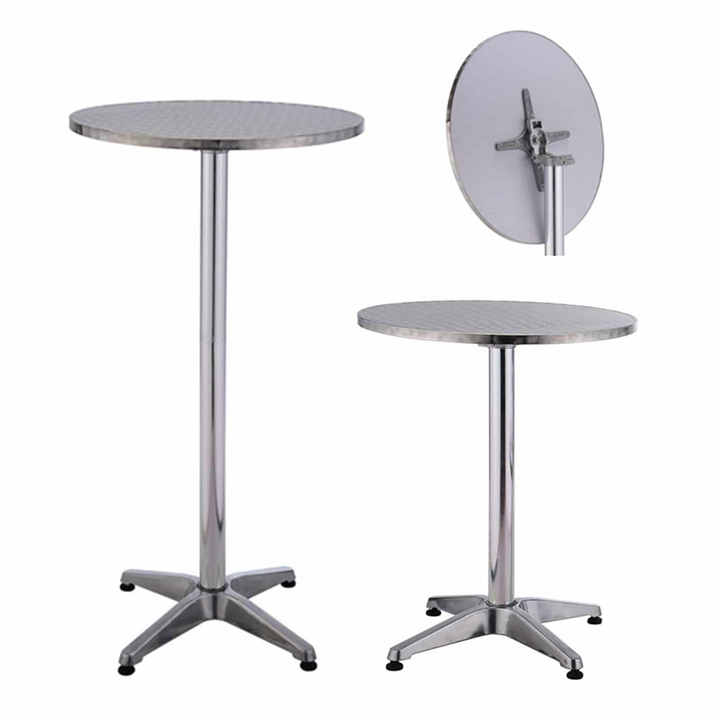 24 Inch Round Bar Table - Adjustable Height & Stainless Steel