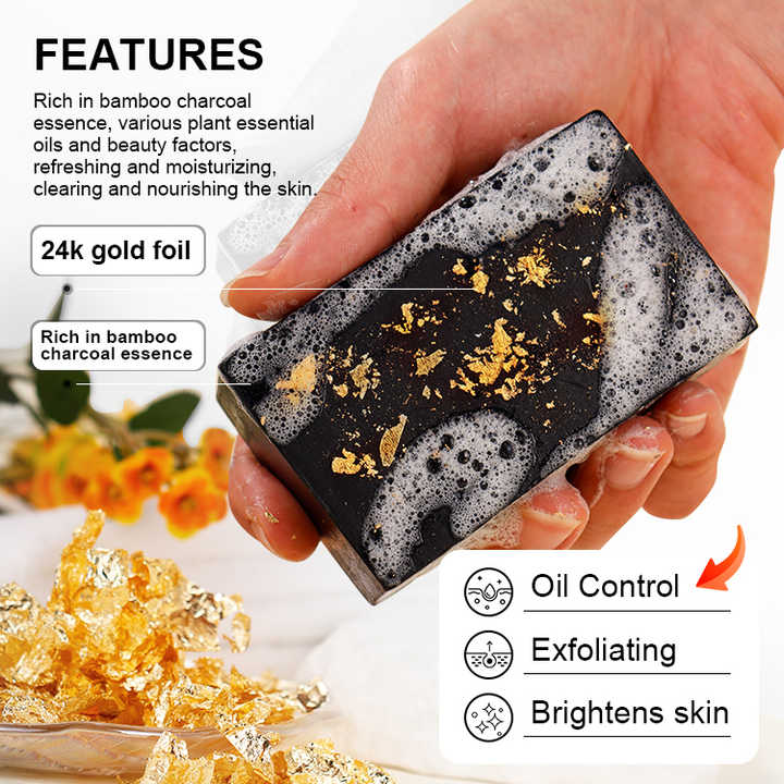 Wholesale Oil Control Bamboo Charcoal Body Soap 24k Gold Men Cleansing Acne Removal Natural ...