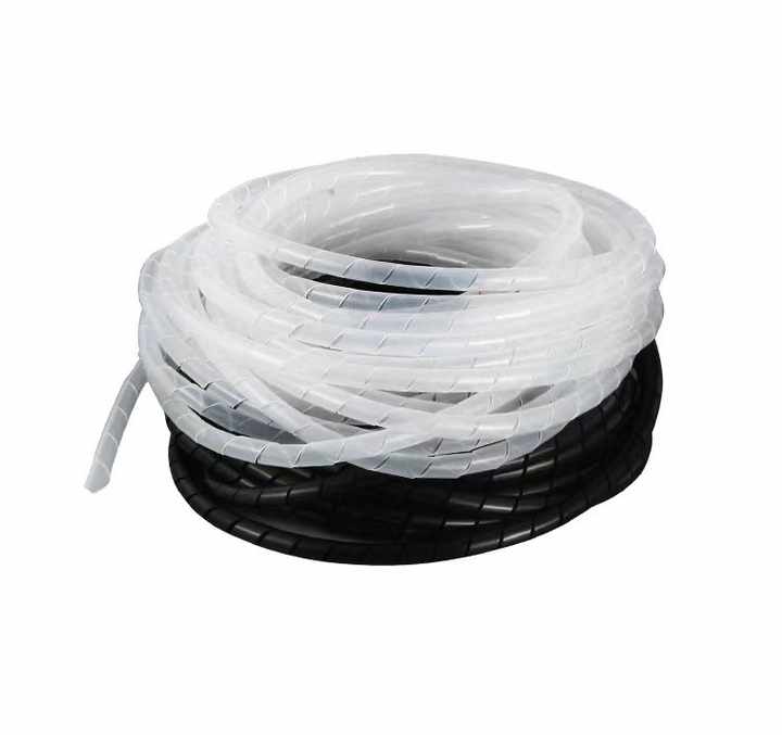 SWB-8mm White Black Spiral Wrapping Band PE Wire Harness Winding Tube ...