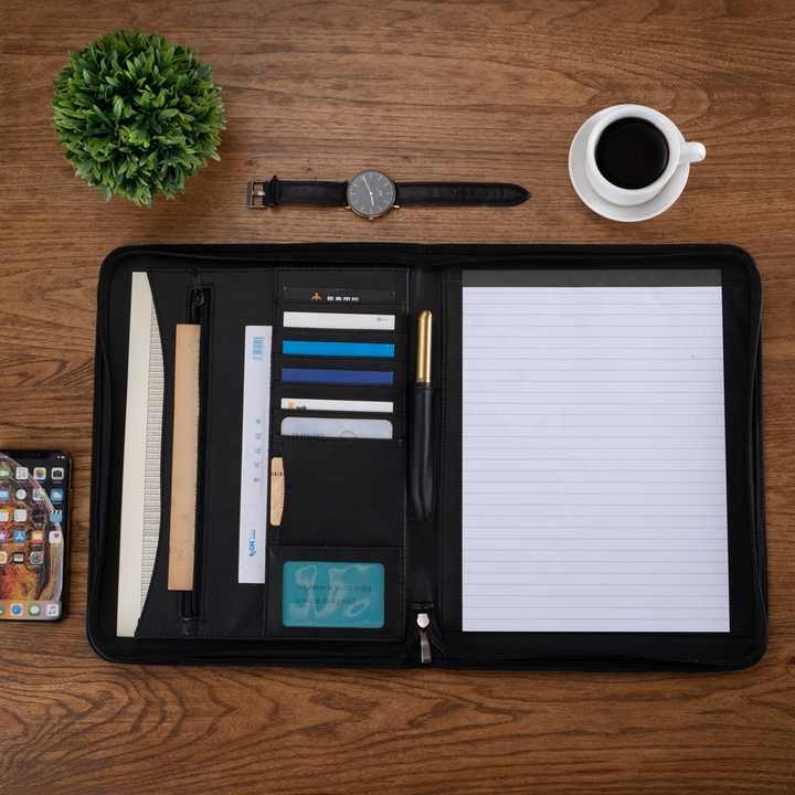 Black Professional Business Leather Portfolio For Men,A4 Leather ...