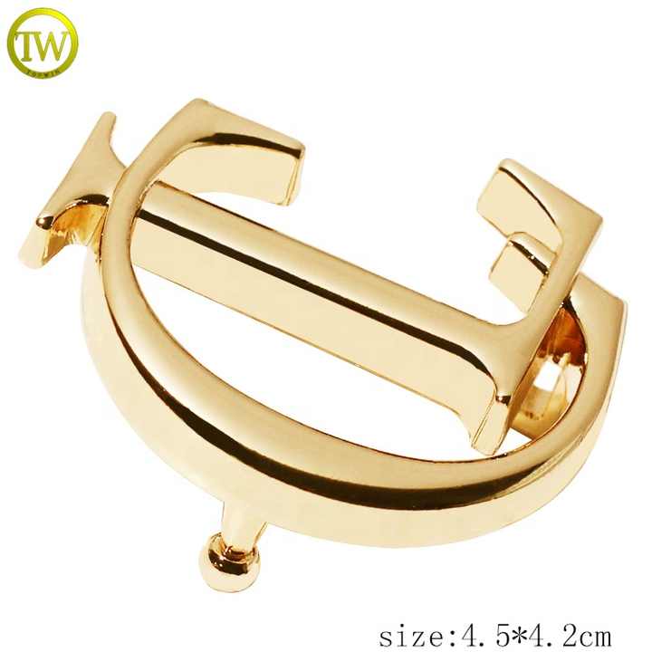 Custom Belt Hardware Manufacturer Gold Plated Leather Waist Metal Letter Logos Adjuster Metal ...
