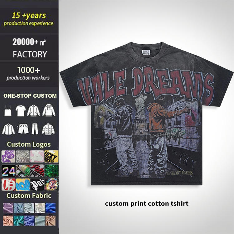 Custom Logo Streetwear Oversized Heavy Cotton Men's T-Shirts Graphic ...