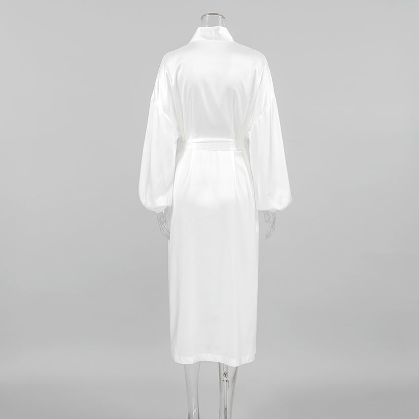 QINSI Comfort White Briade Robe - Elegant Spring Fashion
