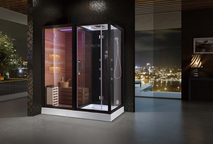 Luxury Steam Room - Mini Sauna Cabin with Dry Sauna Shower